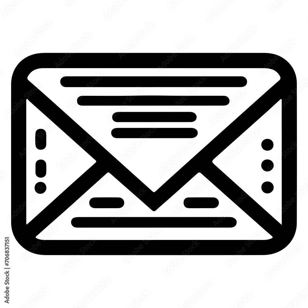 Email message envelope line art icon for apps and websites black ...