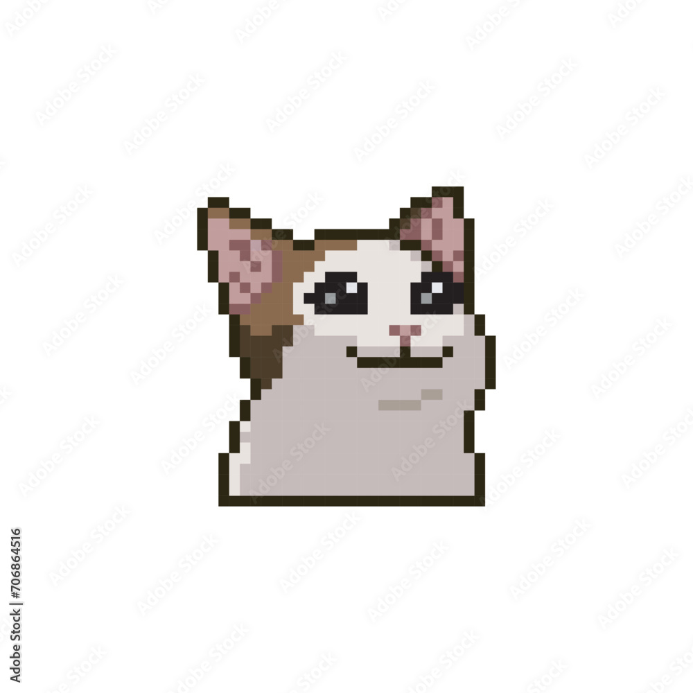 Cute cat smiling, pixel art meme Stock Vector | Adobe Stock