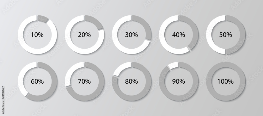 Loading diagram bar. Grey round progress template. 100 percent circle ...