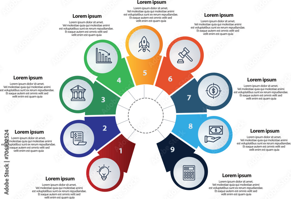 Collection of vector circle chart infographic templates for ...