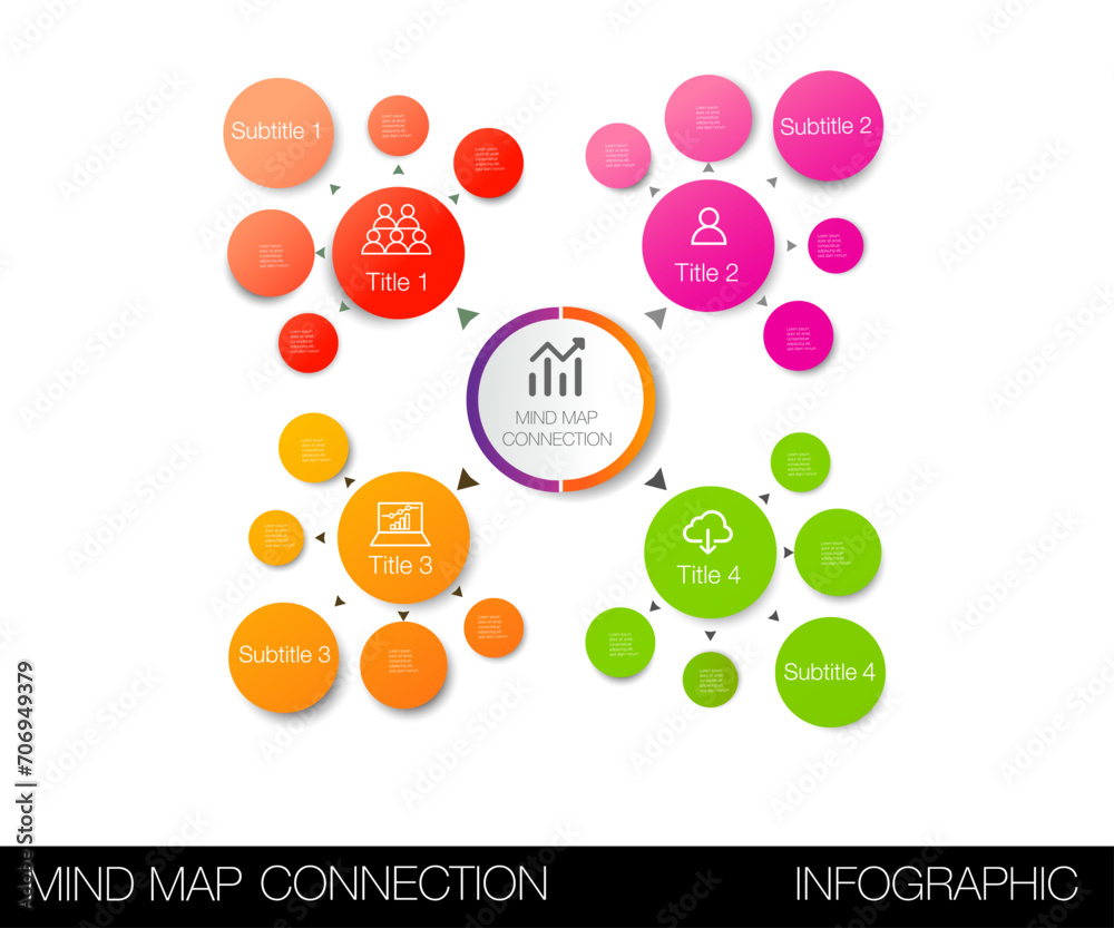 colorful mind map infographic connection and chart table for , digital ...