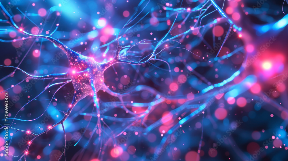 Ilustración de Stock Neural network illustration captures the dynamic synapses of brain activity ...