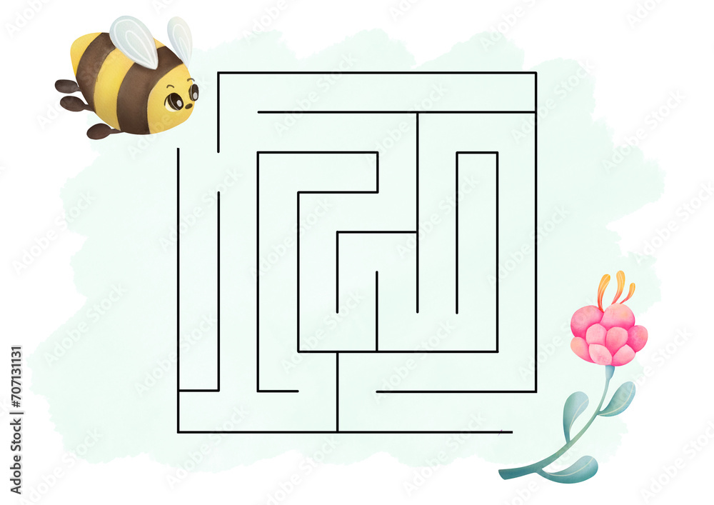 Help cute bee find way to flower. Maze, puzzle for kids. developing ...