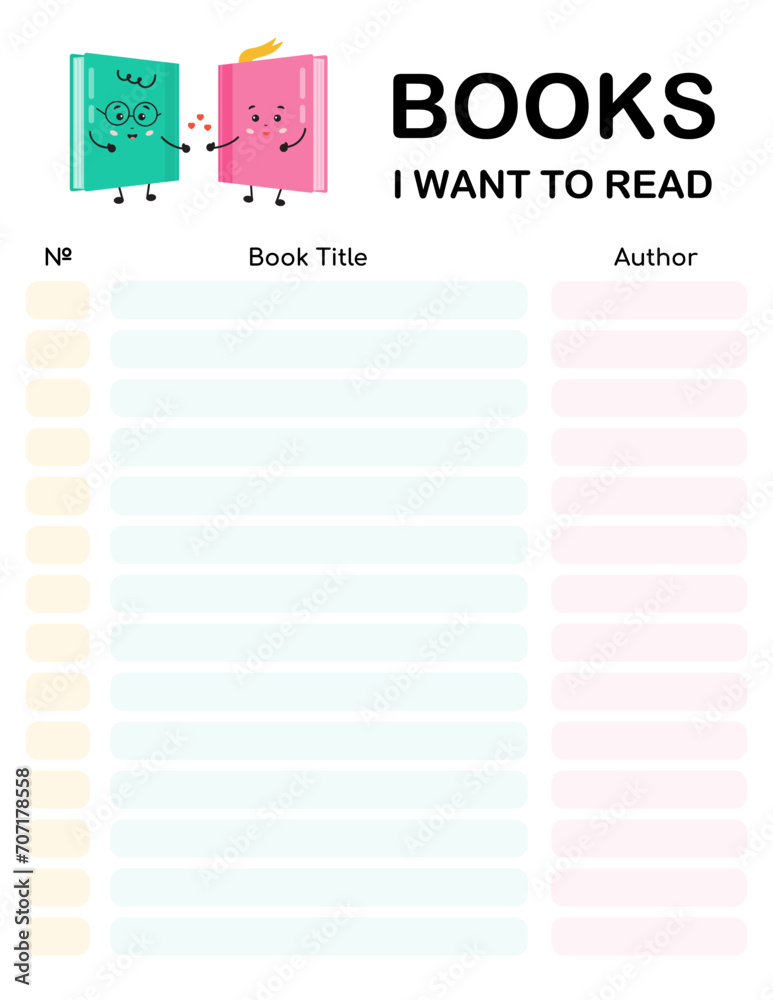 Books I want to read list, reading log, journal. Printable chart for ...