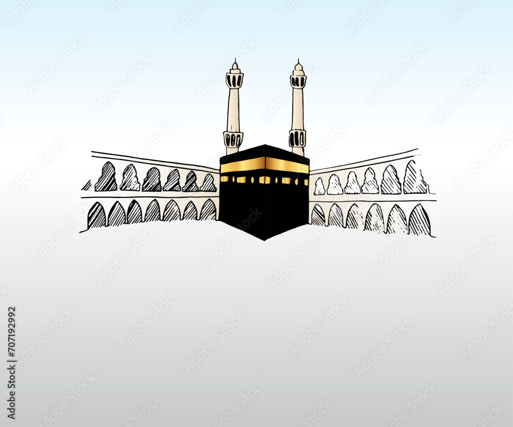 Kaaba Vector. Holy Kaaba in Mecca Saudi Arabia. Hajj and eid al adha ...