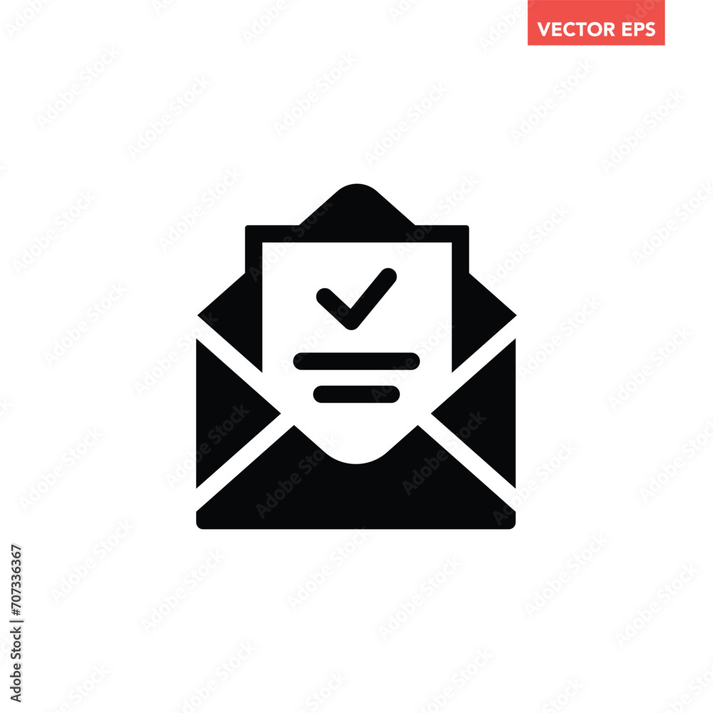 Image vectorielle Stock Black single email with confirmed document icon ...