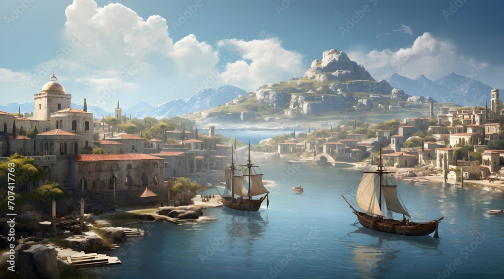 ancient Greece, ships, battle scenes. scenes from the life of ancient ...