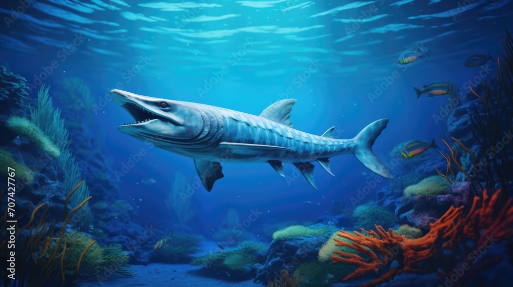 Ilustración de Stock Intricate rendering of a sleek barracuda ...