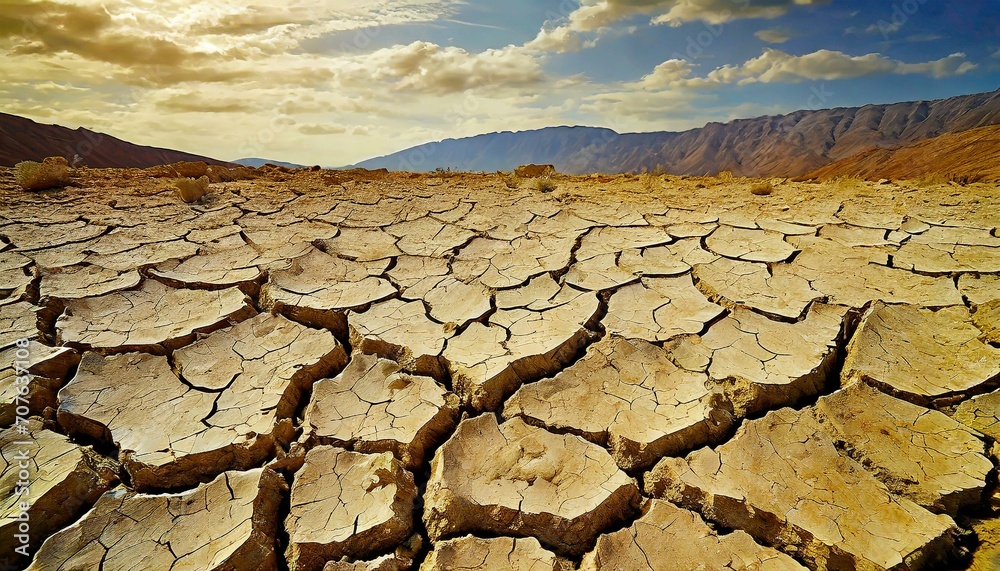 dry cracked earth.of a parched landscape with the texture of a dry and ...