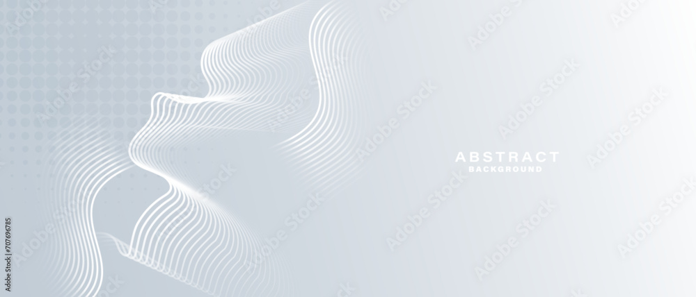 Grey color abstract background with wavy lines. Digital future ...