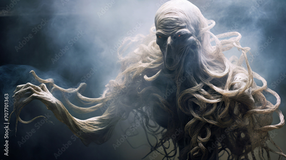 Ethereal Enigma, A Mysterious and Haunting Creature With Elongated Hair ...