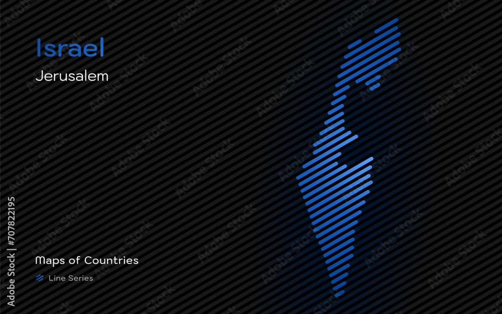 Israel Map with a capital of Jerusalem Shown in a Line Pattern ...