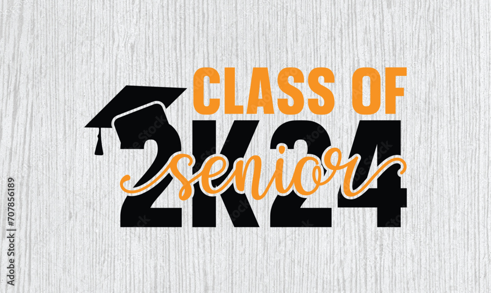 class of 2k24 senior svg t-shirt design Stock Vector | Adobe Stock