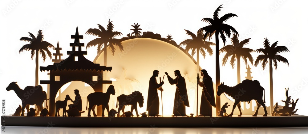 Evening desert nativity scene during Christmas. Stock Illustration ...