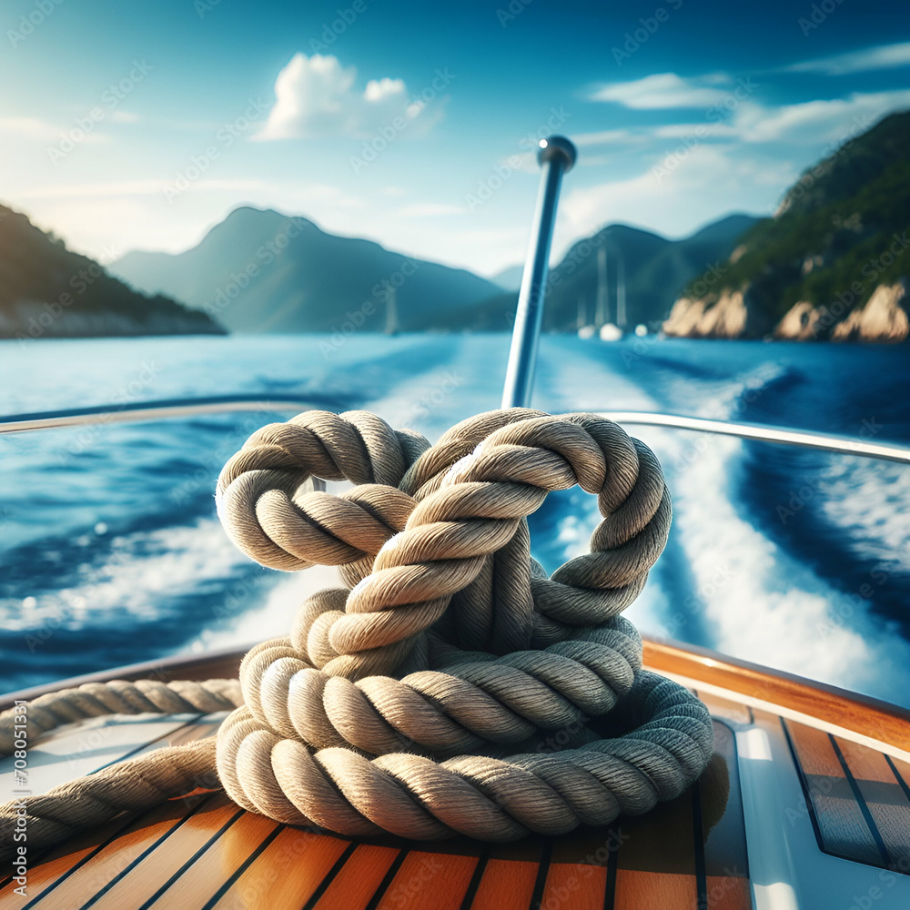 Nautical String Mooring Rope Cord Cable Line Knot Tied around Cleat ...