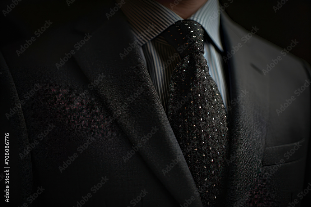 Monochromatic black uniform setting, black suit, a sleek and ...
