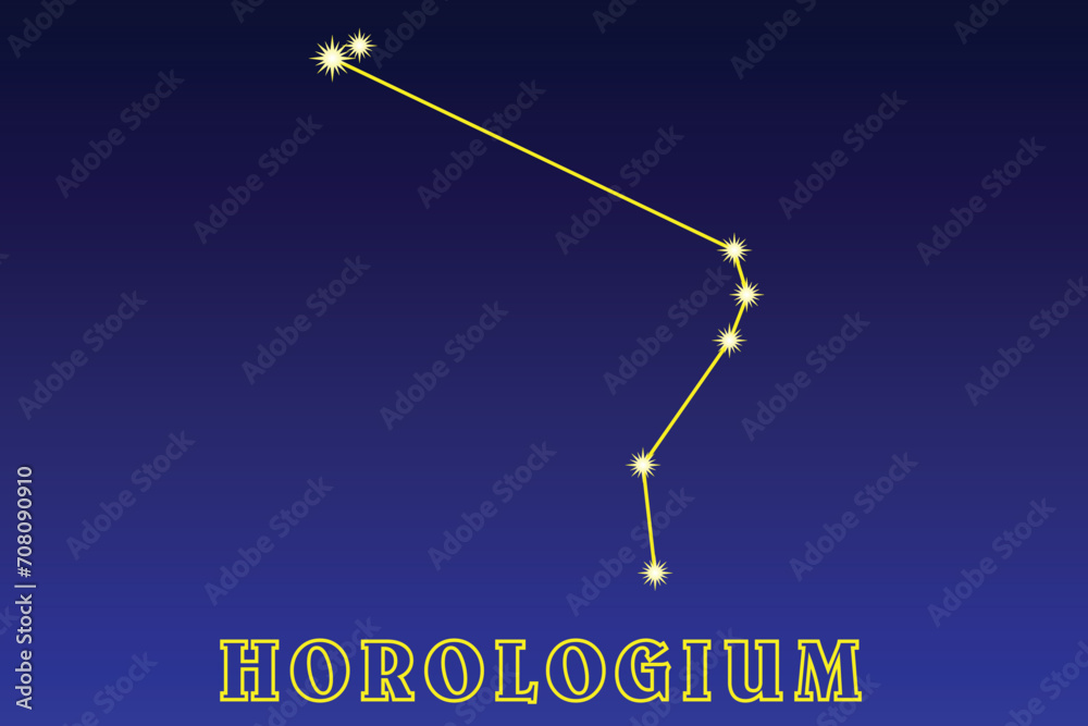 Constellation Horologium. Illustration of the constellation Clock. The ...