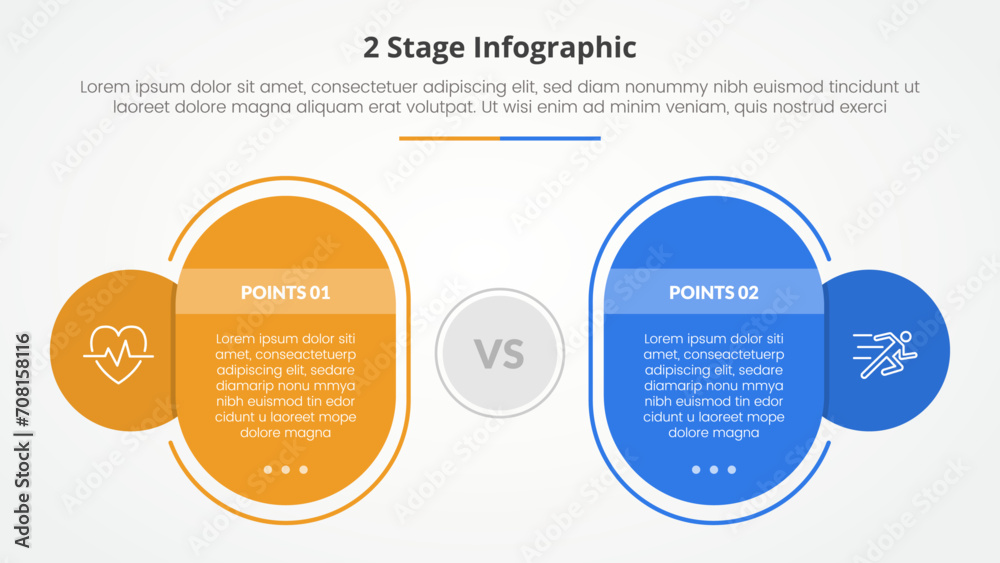 2 points stage template for comparison opposite infographic concept for ...