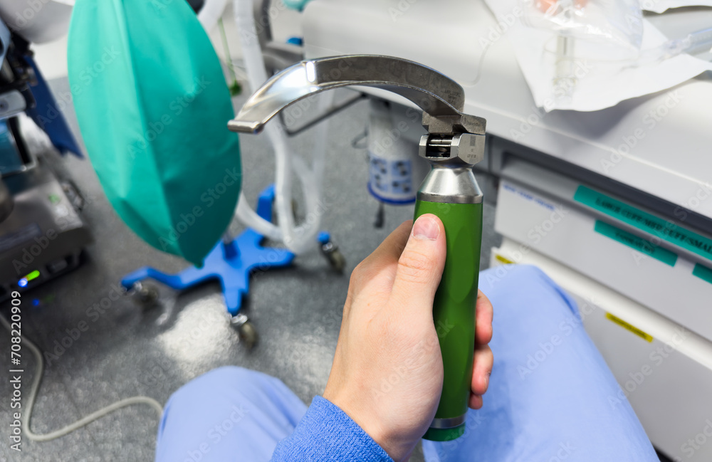 anesthesia equipment ,laryngoscope, ventilation mask, LMA, and oral ...