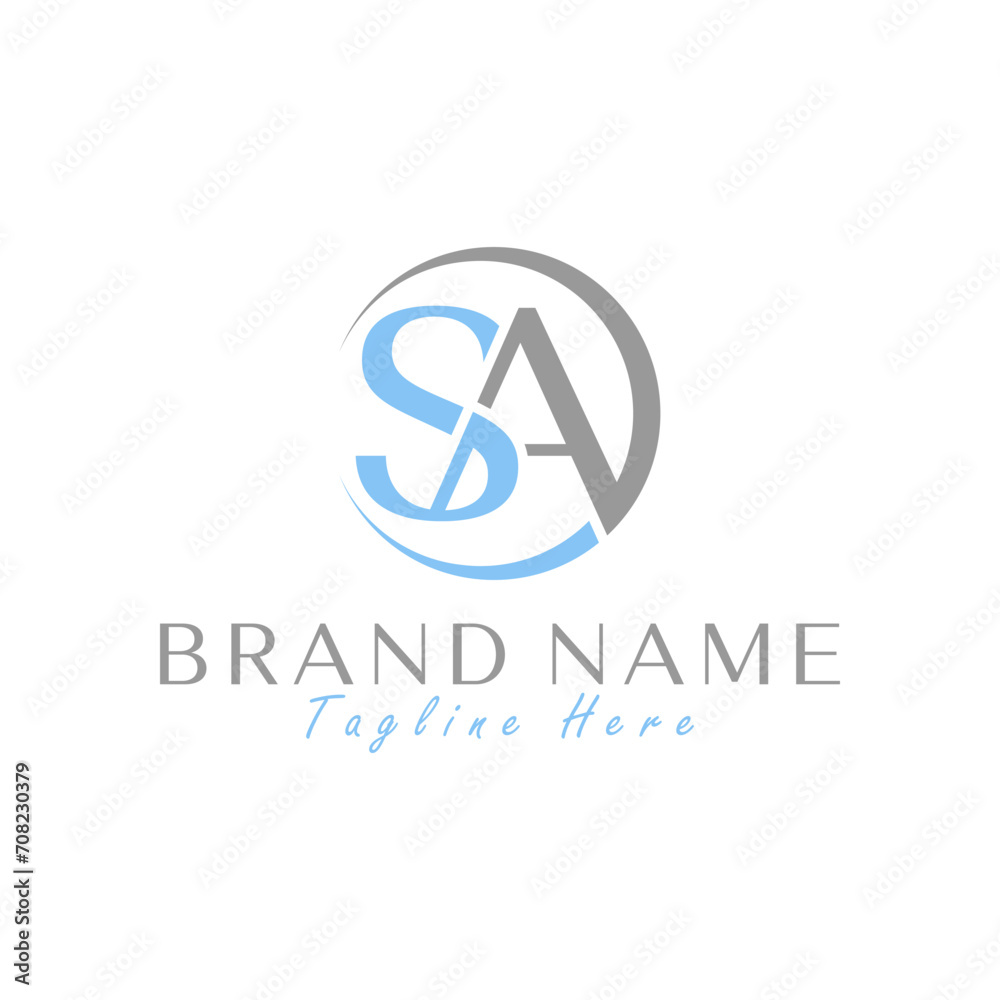 monogram logo with the letters SA Stock Vector | Adobe Stock