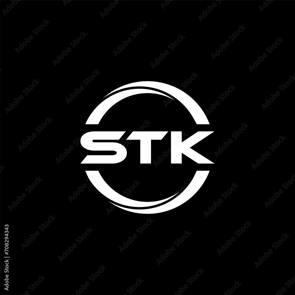 STK letter logo design with black background in illustrator, cube logo ...