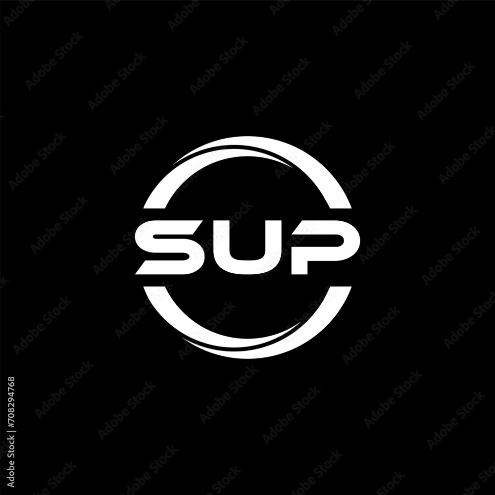Image vectorielle Stock SUP letter logo design with black background in ...