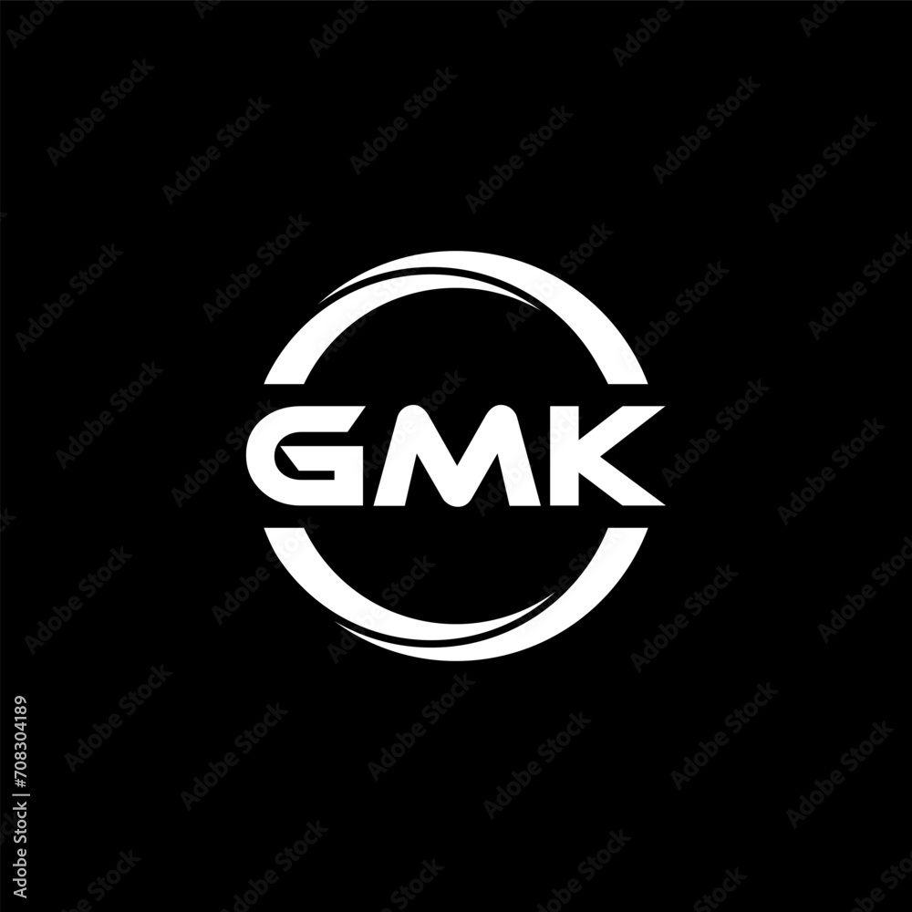 GMK letter logo design with black background in illustrator, cube logo ...
