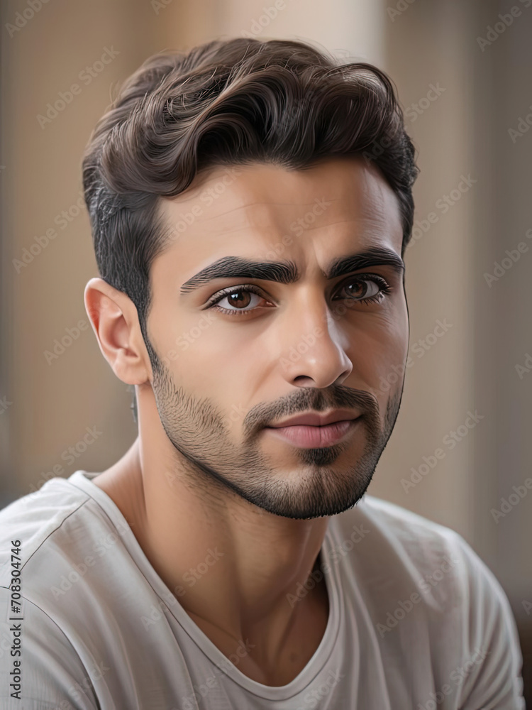 Expressive Close-up Portrait of a Strong and Confident Middle Eastern ...