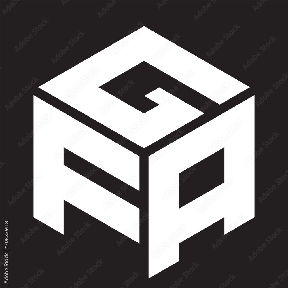 GFA letter logo design with black background in illustrator, cube logo ...