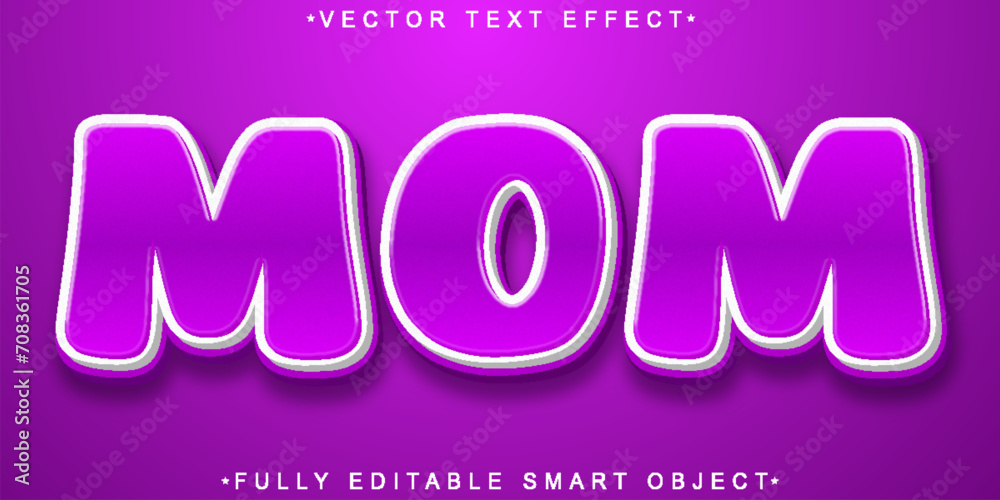 Cartoon Purple Mom Vector Fully Editable Smart Object Text Effect Stock ...