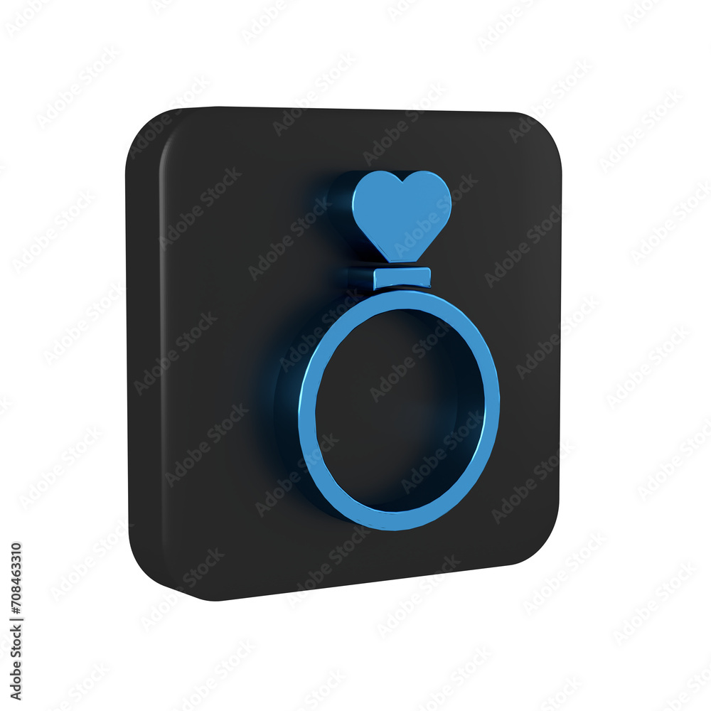 Blue Wedding rings icon isolated on transparent background. Bride and ...