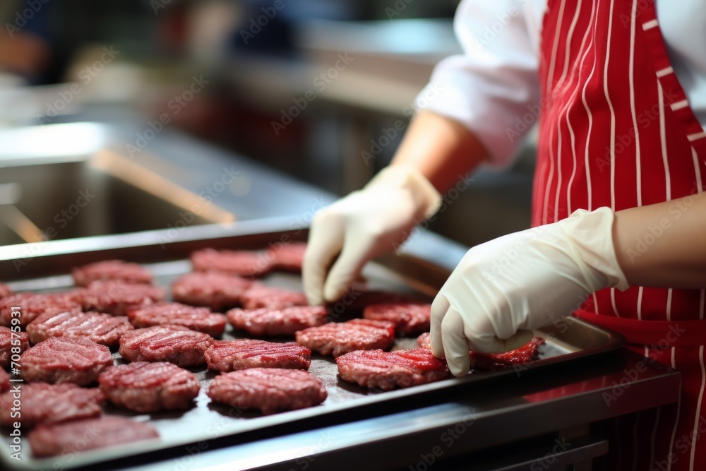 Fast food order preparation chef burgers cooking meat steak meal ...