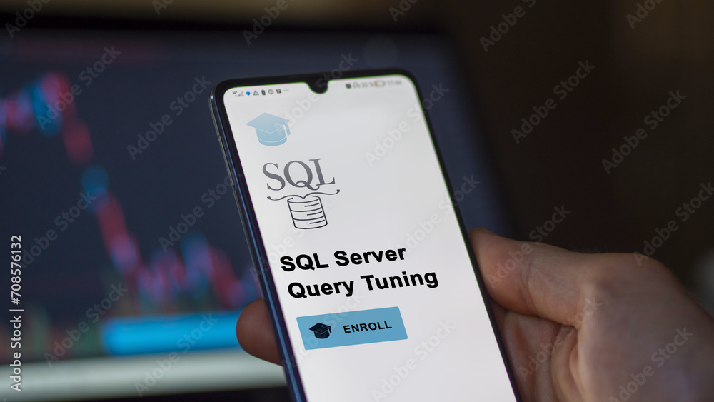 Stock-Foto „January 03th 2024. Student enrolls to SQL Server Query Tuning program on a phone ...