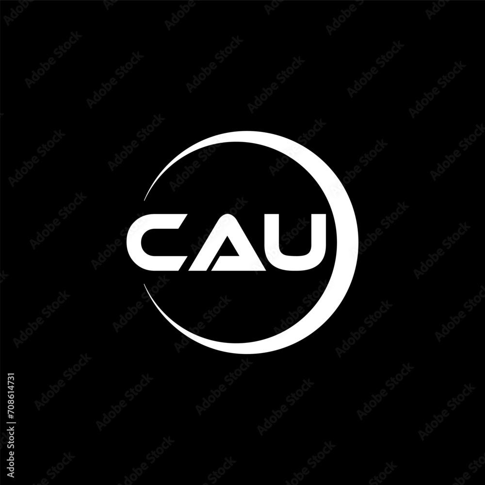 CAU letter logo design with black background in illustrator, cube logo ...