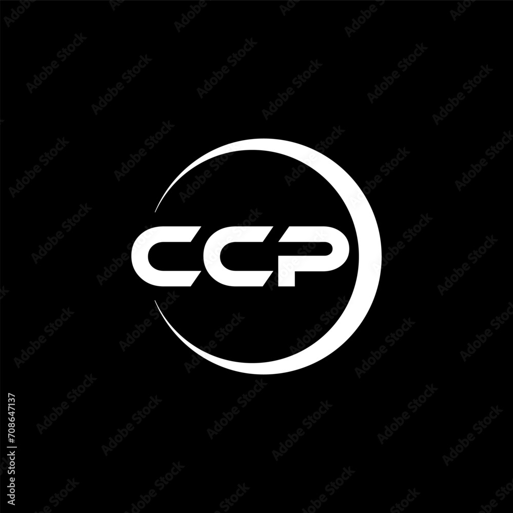 CCP letter logo design with black background in illustrator, cube logo ...