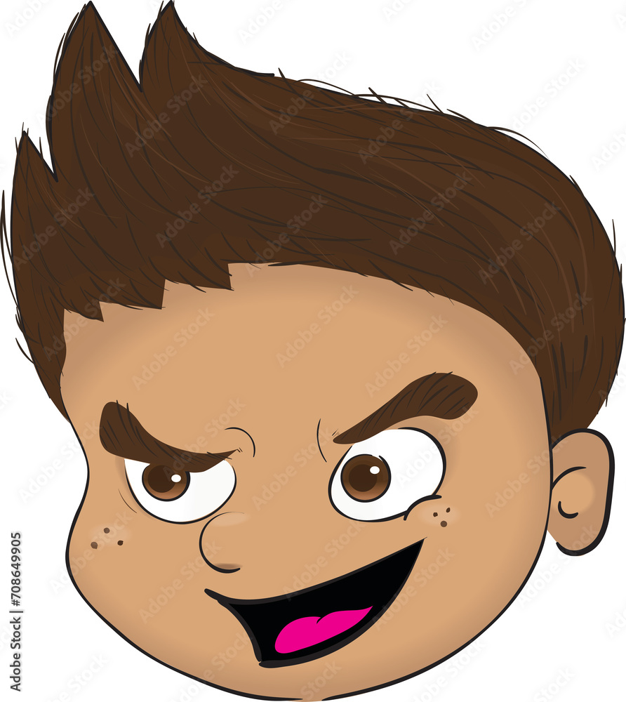 Boy Animation Cartoon Character Smirking / Grinning Stock Illustration ...