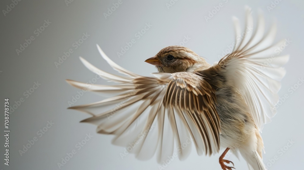 a bird is flapping its wings while standing on its hind legs with it's ...