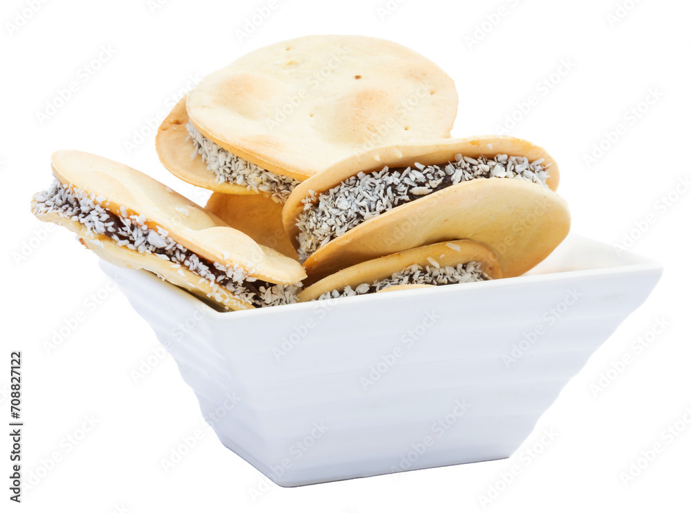 Alfajor (Hojarasca de Chancaca o manjar) Producto tradicional típico de ...