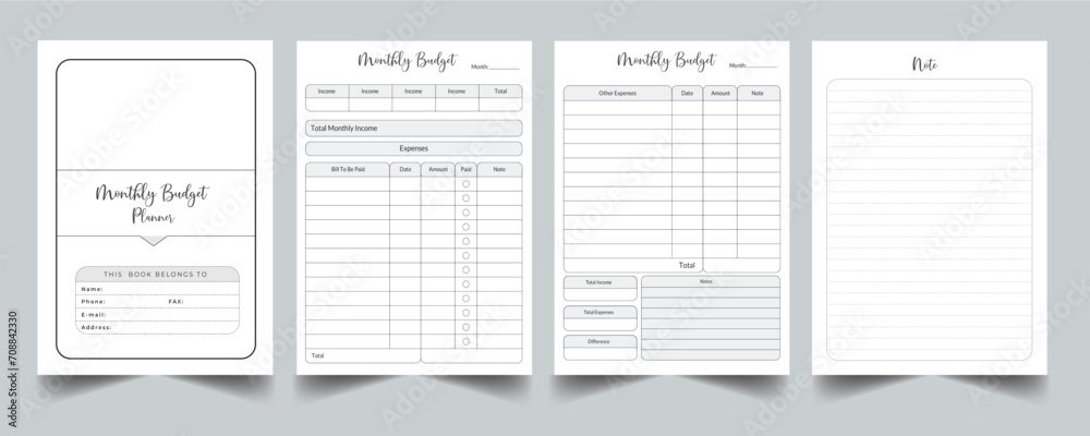 Editable Monthly Budget Planner Kdp Interior printable template Design ...