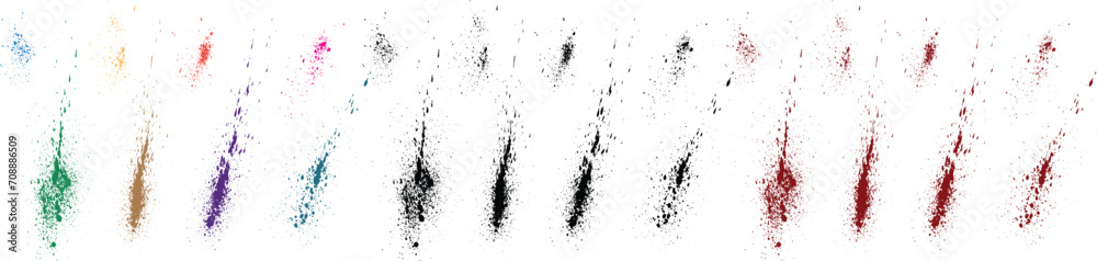 Vector bleeding set of smears hand drawn black, green, red, purple ...