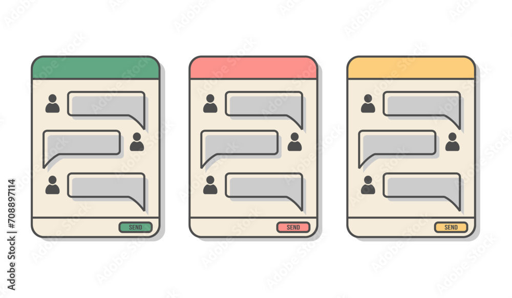 Vector de Stock Vector retro chat window with speech bubbles and user ...