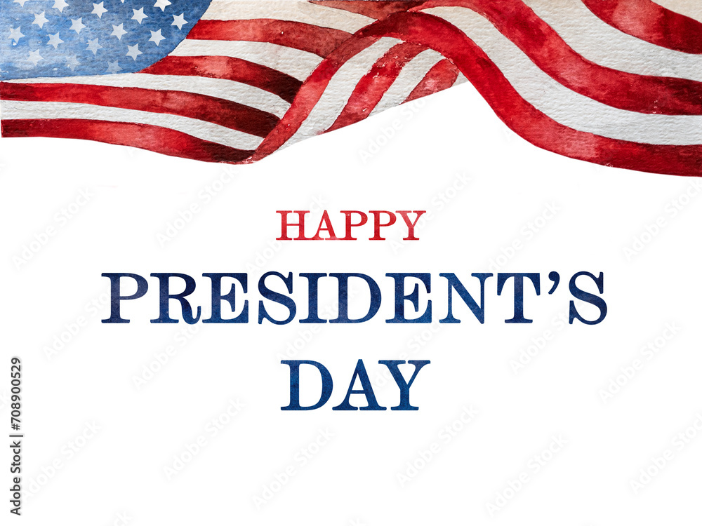 Happy Presidents' Day. American flag drawing and congratulatory message ...