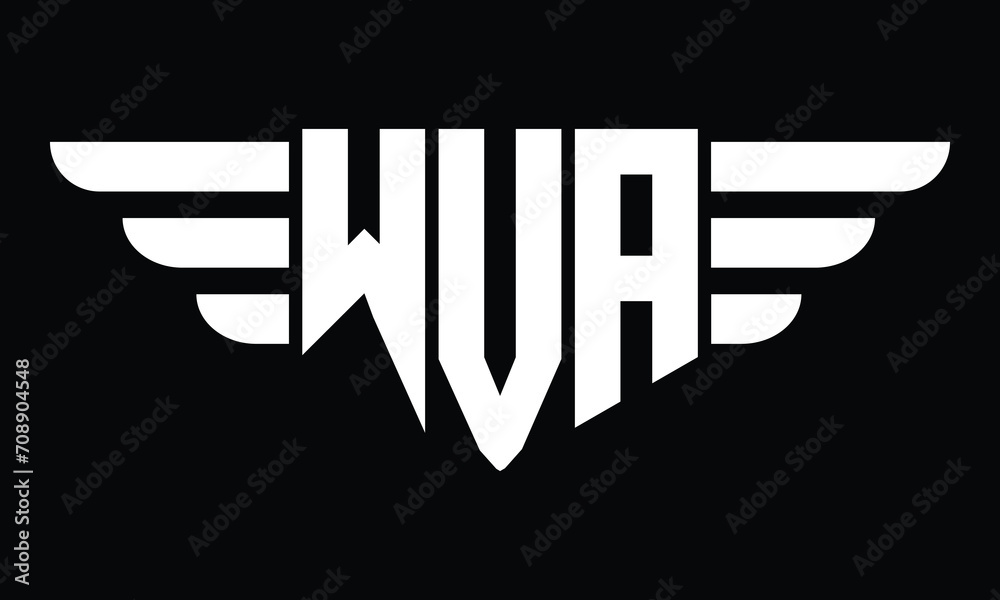 WVA three letter logo, creative wings shape logo design vector template ...