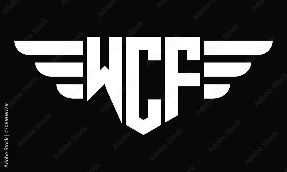 WCF three letter logo, creative wings shape logo design vector template ...