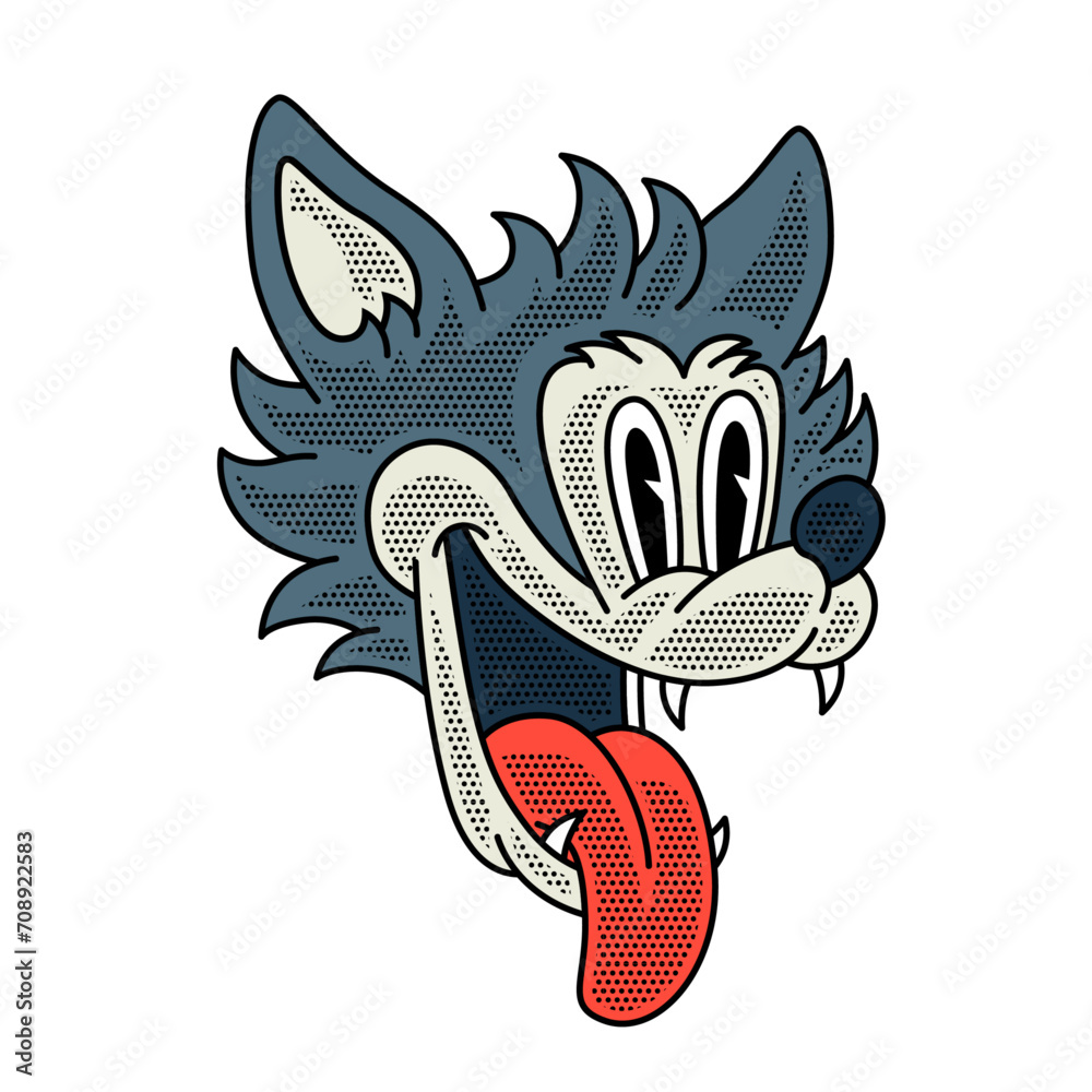 Retro Cartoon Wacky Wolf Stock Vector | Adobe Stock