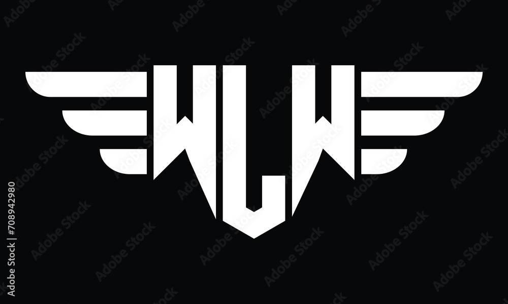 WLW three letter logo, creative wings shape logo design vector template ...