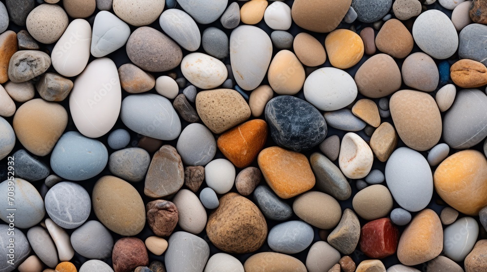 Abstract shots of pebbles on a beach, focusing on the unique shapes and ...