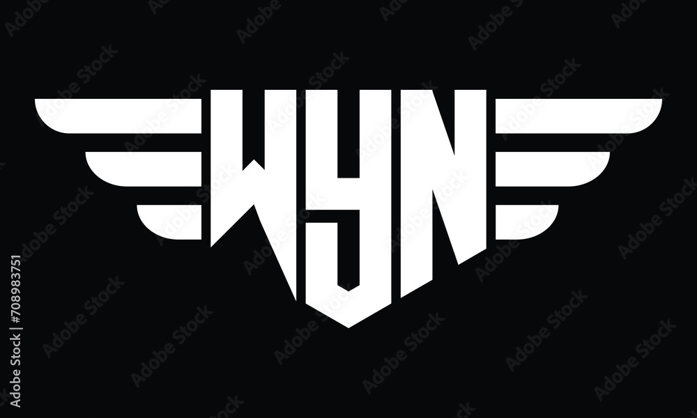 WYN three letter logo, creative wings shape logo design vector template ...