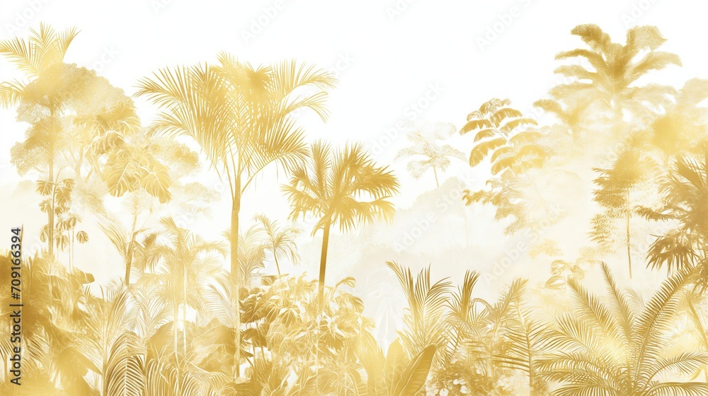 Golden Jungle Dreams - Elegant White and Gold Tropical Wallpaper ...