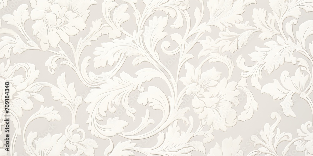 French vintage damask pattern. Delicate white floral seamless design ...